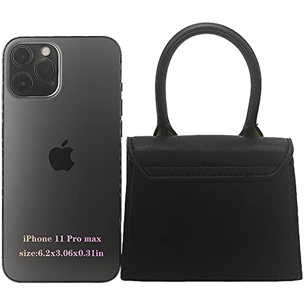 Nodeber Mini Crossbody Bag for Women Girls Synthetic Leather Flap Purse Styling Top-Handle Clutch Handbag Black