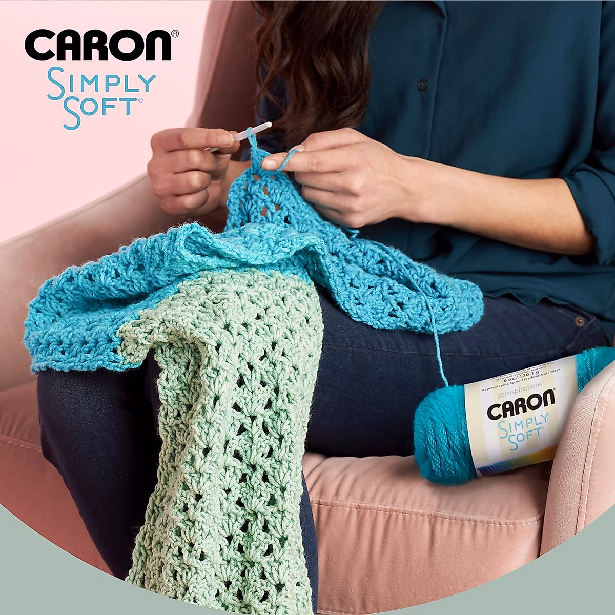 Caron H970039727 Simply Soft Solids Yarn 100% Acrylic - 6 oz - Black - Machine Wash & Dry