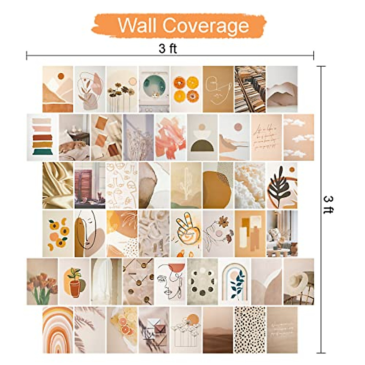 50 Pcs Boho Room Decor Aesthetic Pictures Wall Collage Kit, Photo Collection Collage Dorm Wall Decor for Teen Girls and Women, Double-Sided Art Print, Beige Green Posters Minimalist Wall Art Bedroom Decor