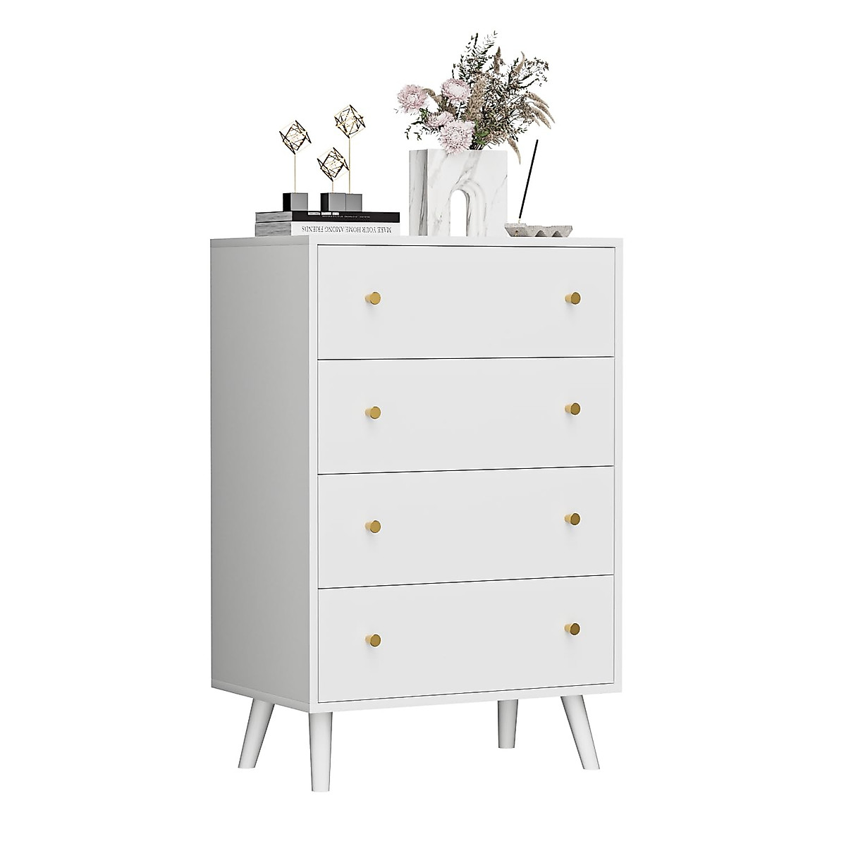 Wananlanen Tall Dresser for Bedroom White Dresser with 4 Drawer Dresser Chest of Drawers for Bedroom Closet Organizers and Storage Cabinet for Living Room Entryway Hallway