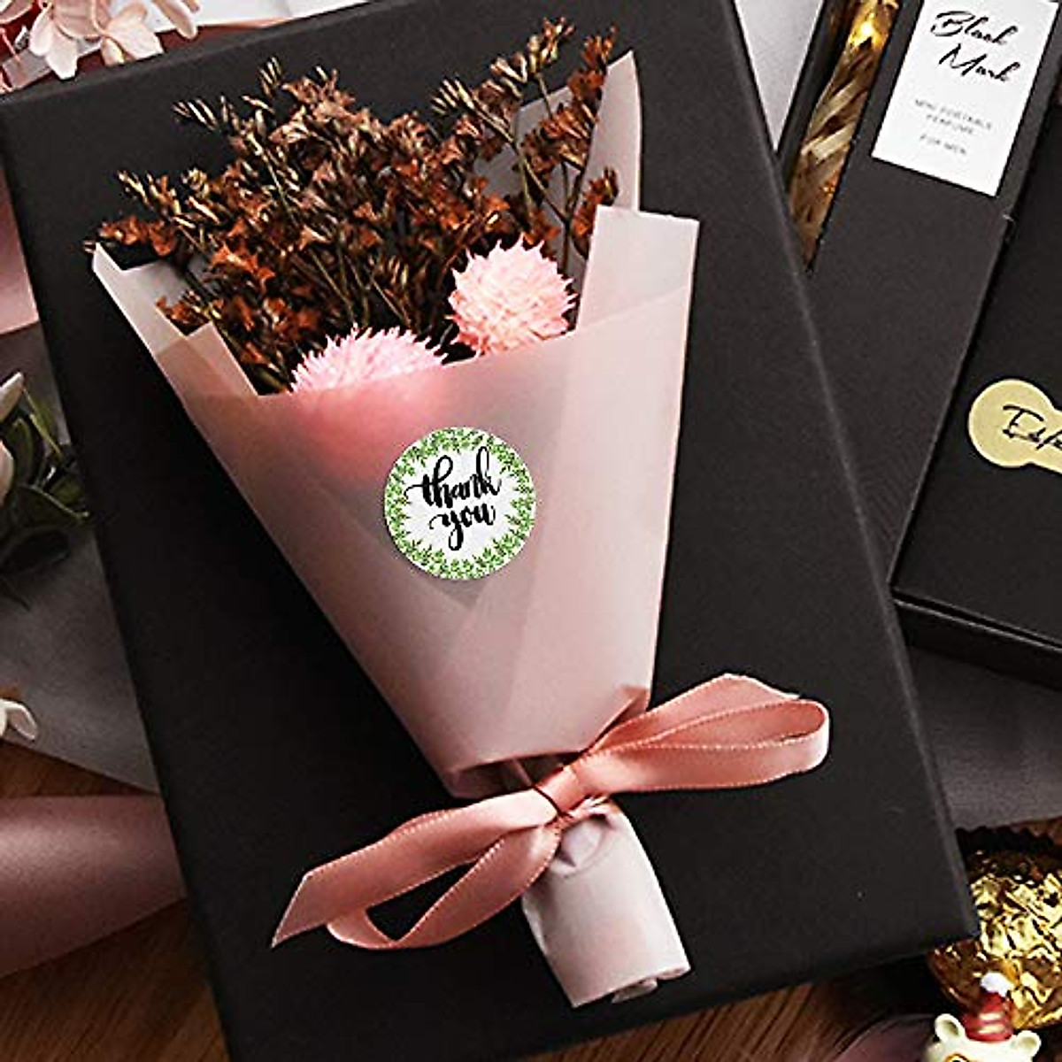 500 Pcs Thank You Stickers Roll- 1.5 inch Circle Self Adhesive 2 Designs Kaleidoscope Thank You Label Stickers for Bags Envelopes Boxes Bubble Mailers Seals