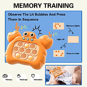 HEEGABEM Fast Push Game,Sensory Toys Pop Game Machine,Handheld Fidget Console for Kids Adults, Birthday Gifts for Boys Girls-Orange