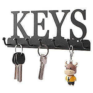 Key Holder Wall Mounted Key Hooks for Wall Decorative with 7 Hooks Black Metal Key Organizer Rack Hanger for Entryway, Front Door, Hallway, Office 10X3.7 inches