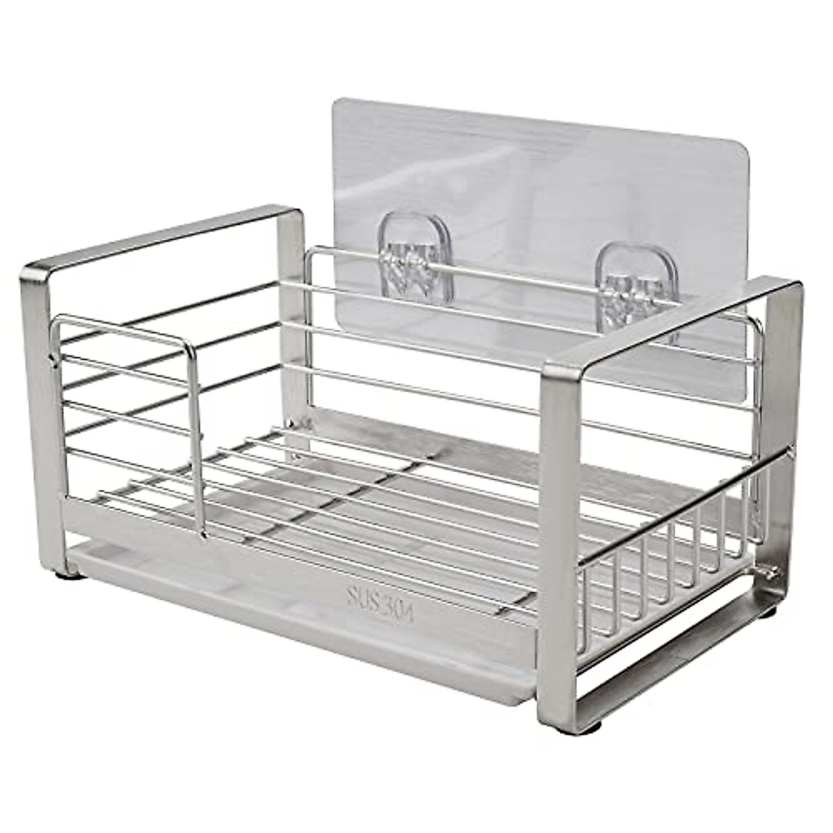 OTONIS Sponge Holder For Kitchen Sink Tray Organizer Adhesive Soap Holder, Dish Suction Cup Sponge Holder, Adhesive or Free Standing, SUS304 Stainless Steel, Silver