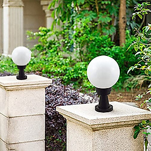 NAMFMS Simple Round Pillar Lanterns Outdoor Waterproof Pillar Lights PS Plastic Material Post Light Villa Landscape Lantern Home Door Street Lamp Garden Decorative Column Lamps (White)