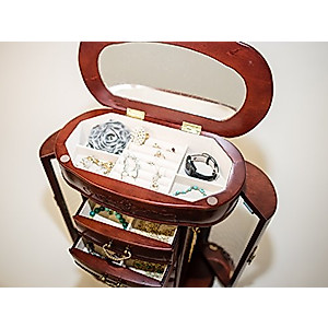 Hives and Honey Patricia Etched Glass Mahogany Jewelry Chest Jewelry Box