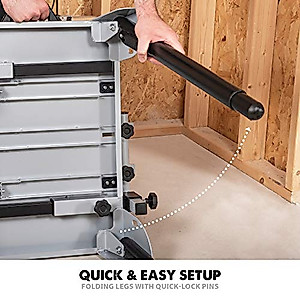 Evolution Power Tools 005-0002 Chop Saw Stand with Universal Fitting, Height Adjustable, 3M Extendable Arms & Supports Upto 225KG,Black/ Silver
