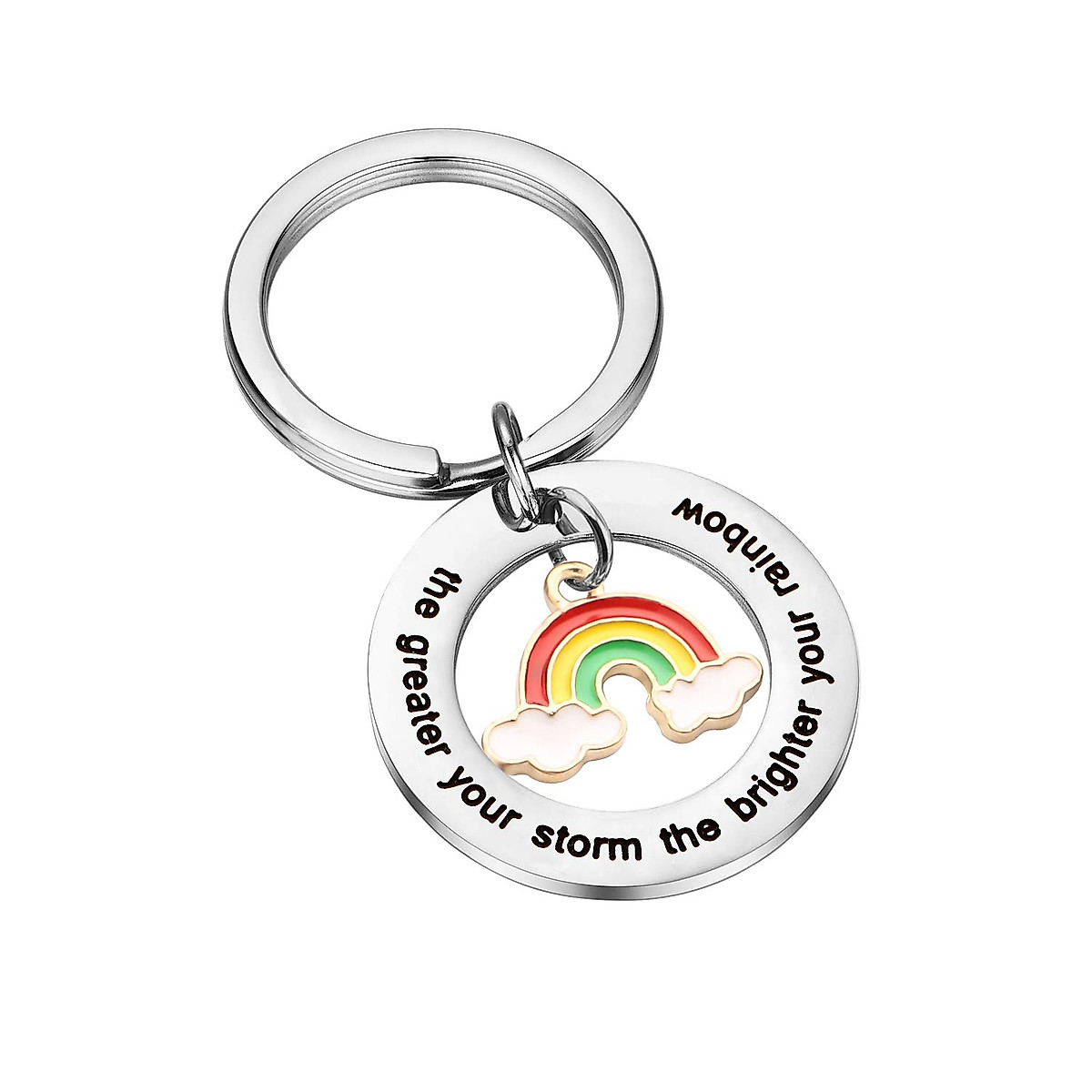 CHOORO The Greater Your Storm The Brighter Your Rainbow Encouragement Keychain Keep Going Gift (Key Chain)