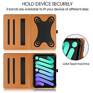 HGWALP Universal Case for 7inch-8inch Tablet,Multi-Viewing Angels PU Leather Stand Folio Case Cover with Handstrap for HD 7" 8" Touchscreen Tablet, with Adjustable Fixing Silicon Band-Black