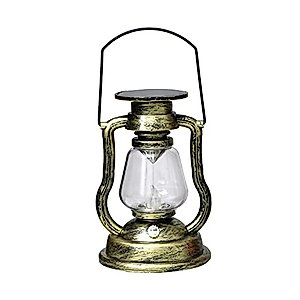 LED Vintage Solar Hanging Lantern,Outdoor Flickering Flame Kerosene Lamp,Portable Night Lights with Handle for Camping Bedroom Bedside Living Room Garden Yard Patio Christmas Party Decor Copper Color