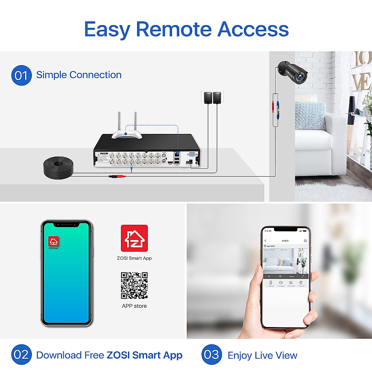 ZOSI 3K Lite H.265+ 16 Channel Video Security DVR Recorder with AI Human/Vehicle Detection,16CH Hybrid 4-in-1 CCTV DVR with 4TB HDD for Home Surveillance Camera System,Remote Access,24/7 Recording