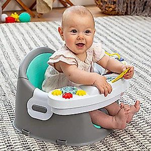 Infantino Music & Lights 3-in-1 Discovery Seat and Booster - Convertible, Infant Activity and Feeding Seat with Electronic Piano for Sensory Exploration, for Babies and Toddlers, Teal