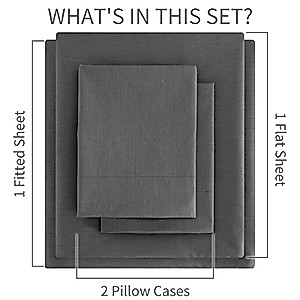 HYPREST Extra Deep Pocket Queen Sheet Sets Fits 18"-24" in Deep Mattress -100% Cotton Queen Sheet Set 400 Thread Count,Grey Hotel Luxury Soft Wrinkle Free Cooling Sheet Sets for Queen Bed Deep Pocket