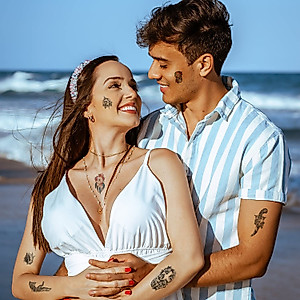 Yazhiji 70sheets Waterproof Temporary Tattoo for Girls or Boys Kids 10sheets Larger Half Arm Rose Snake Clock Fake Tattoos for Men or Women And 60 sheets Tiny Bird Flower Owl Deer Tat Sticker