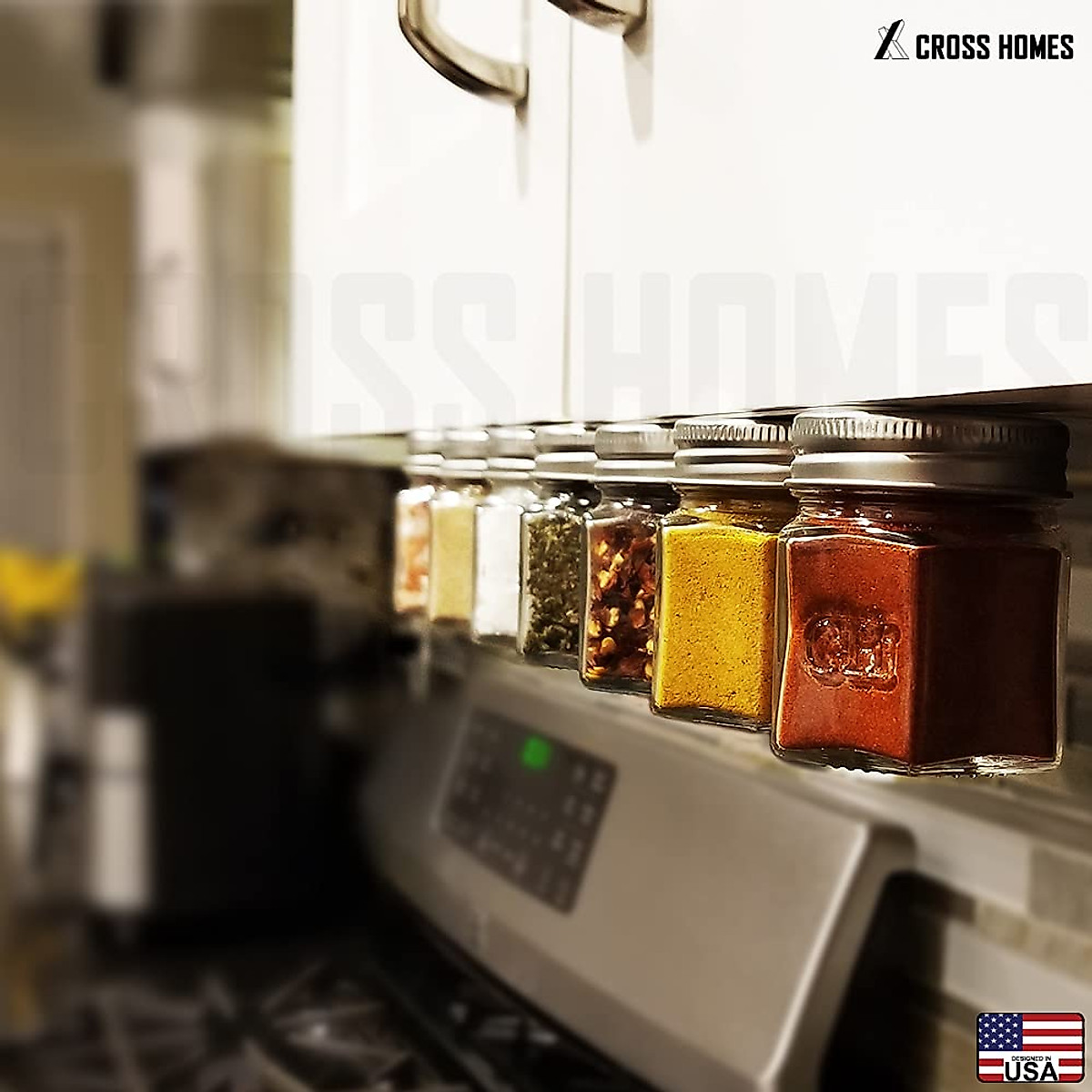 30 Set Magnetic Spice Jars for Refrigerator Hexagon Glass Spice Jars with Magnetic Lids, Shaker, Spice Labels, Magnetic Glass Spice Containers for RV Travel Trailer Kitchen Fridge Cabinet Wall mount