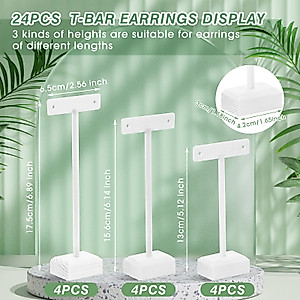 Marsui Earring Display Stands for Selling Set Wood T Bar Earrings Display Stand Holder for Jewelry Necklaces Bracelet Earrings Showroom Trade(White,12 Pcs)