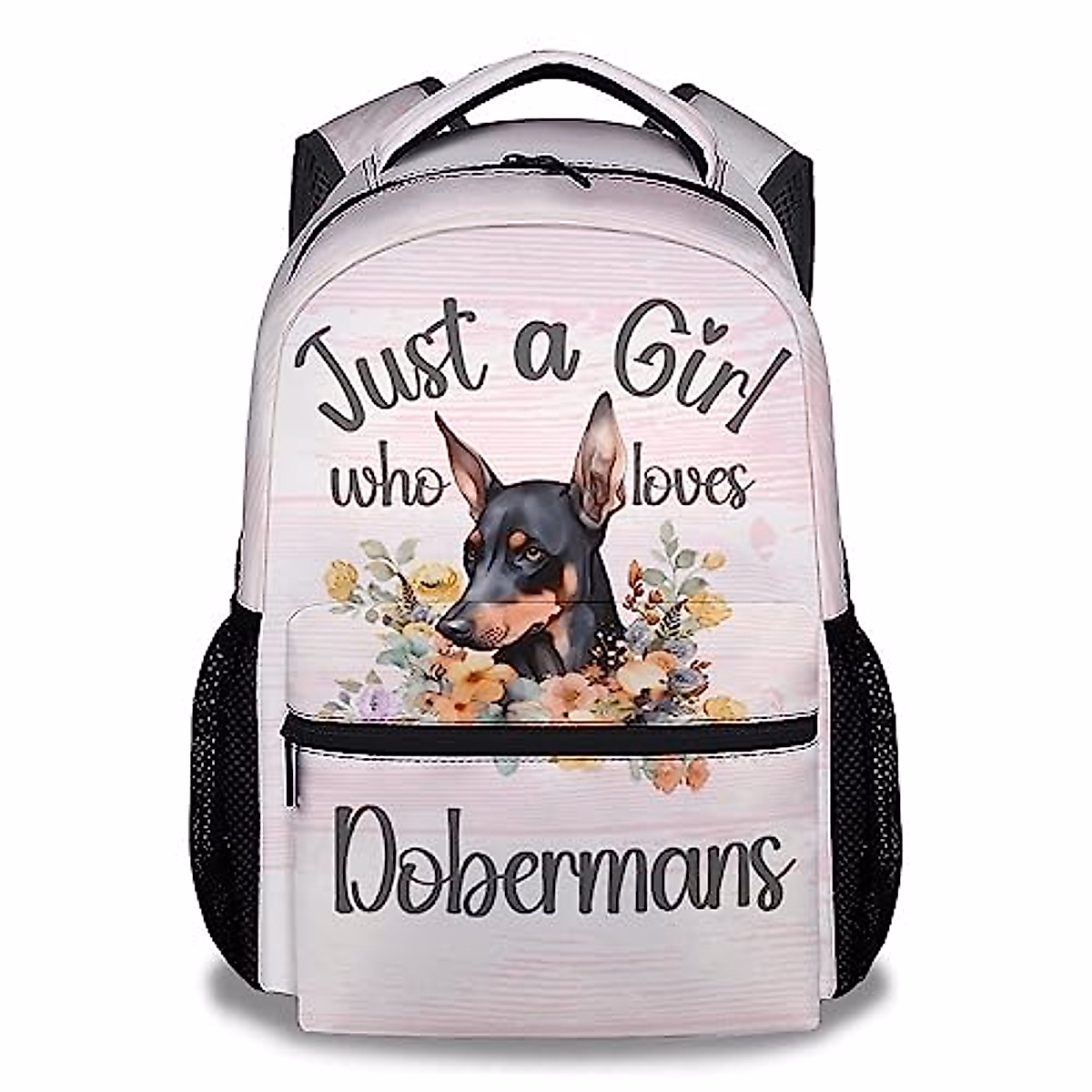 AIOMXZZ Doberman Backpack Gifts, 16 Inch Cute Dog Pattern Bookbag Durable, Lightweight, Large Capacity, Funny Animal Backpack for School Girls Boys Kids