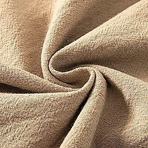 Vansha Women Summer High Waisted Cotton Linen Palazzo Pants Wide Leg Long Lounge Pant Trousers with Pocket Khaki S