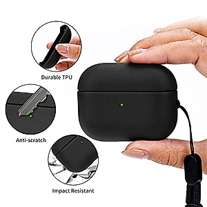 Nunwiza for AirPods Pro 2 Case Cover TPU Leather Texture Full-Body Protective Case Cover with Lanyard for 2023 AirPods Pro 2nd Generation(USB-C) Black