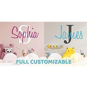 Custom Name & Initial - Premium Series - Baby Boy - Wall Decal Nursery for Home Bedroom Children (M511) (Wide 22" x 15" Height)