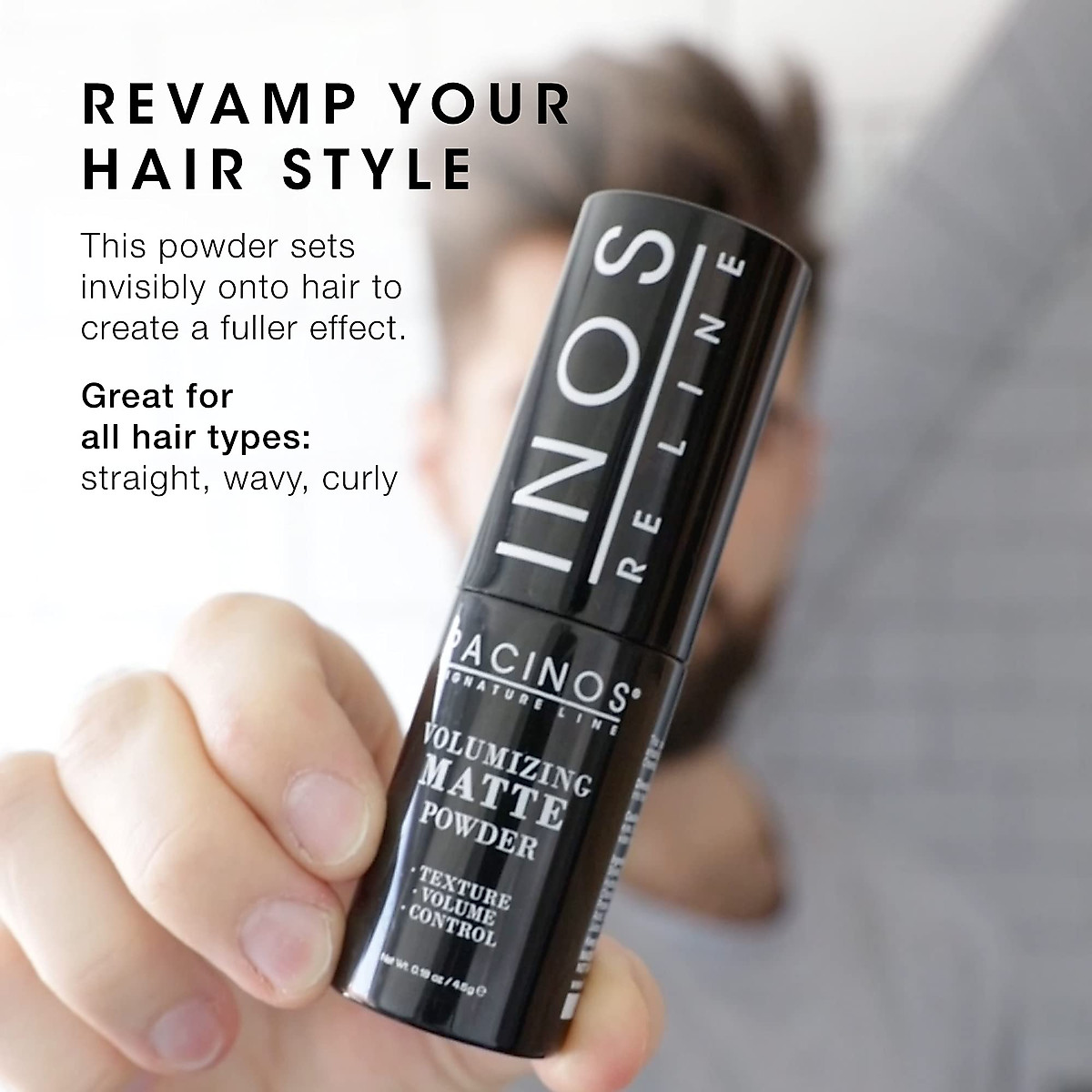 Pacinos Volumizing Matte Hair Powder - Adds Texture, Volume, Controls & Absorbs Excess Oil for Natural Finish, All Hair Types, 4.5 g.