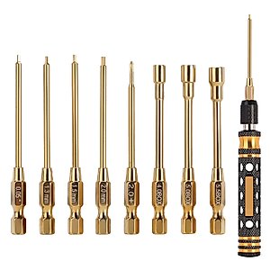 INJORA 8 in 1 RC Hex Screwdriver Nut Driver & Phillips Screwdriver Tool Set, 1/4" Drive Hex Bit Set, RC Car Tools Kit, Allen Wrenches For 1/18 1/24 RC Mini Crawler Car Axial SCX24 AX24 FMS FCX24 TRX4M