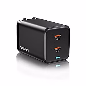 USB C Wall Charger, 45W Fast Charger TECKNET PD3.0 USB C Power Adapter Foldable Dual USB C Wall Charger Compatible with iPhone 14 Pro Max/14 Plus/13/12, iPad Pro, Pixel, Switch, Samsung Galaxy S23