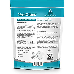 Ora-Clens Oral Hygiene Chews for Small Dogs - Cleans Teeth and Freshens Breathe - Coated with Enzymes - Prevents Plaque & Bacteria Build Up - 30 Chews