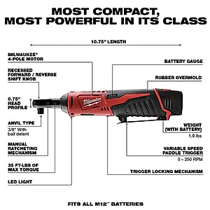 Milwaukee M12 12-Volt Lithium-Ion Cordless Combo Kit (5-Tool) with Two 1.5 Ah Batteries, Charger and Tool Bag