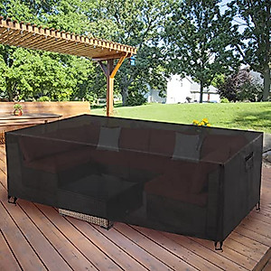 600D Patio Furniture Covers Rectangular Garden Patio Table and Chair Covers Large Outdoor Furniture Sofa Covers Waterproof Heavy Duty Fits up to 124W x 71D x 29H inches