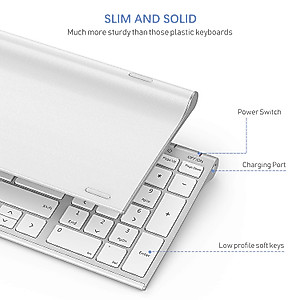 seenda Rechargeable Wireless Keyboard Mouse, Ultra Thin Low Profile Wireless Keyboard and Mouse with Number Pad, Quiet Portable Combo Compatible for Windows XP/7/8/10/11/11 Pro, Silver White