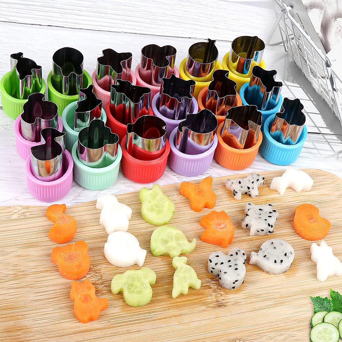 Mini Cookie Cutters Set, Small Fruit Vegetable Cutters Shapes, Animal Shape Food Cutters for Kids Lunch Bento Box Accessories