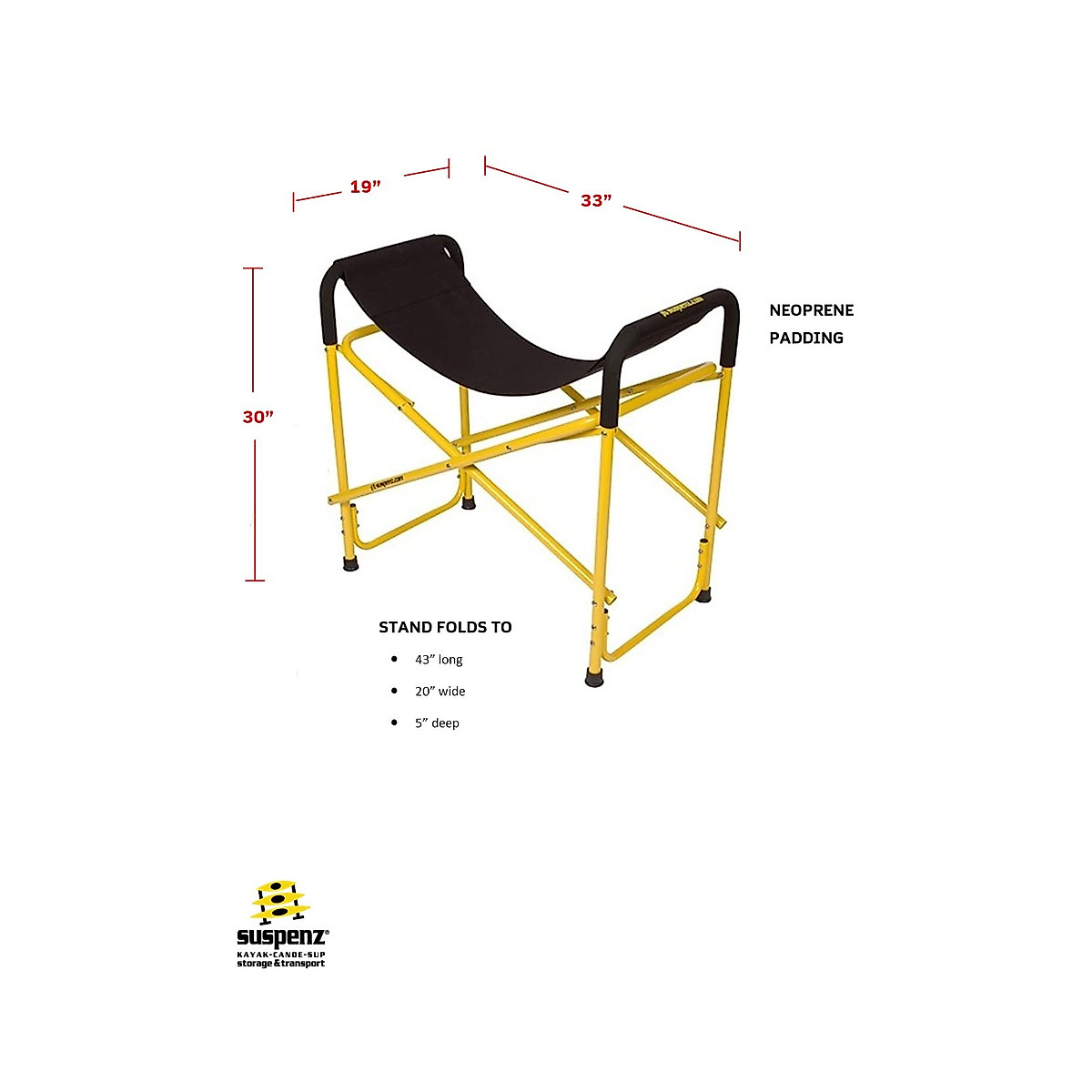Suspenz Kayak Canoe Stands Foldable, Portable, Big Catch Super Duty Work Stations with Slings, Model (55-0130)