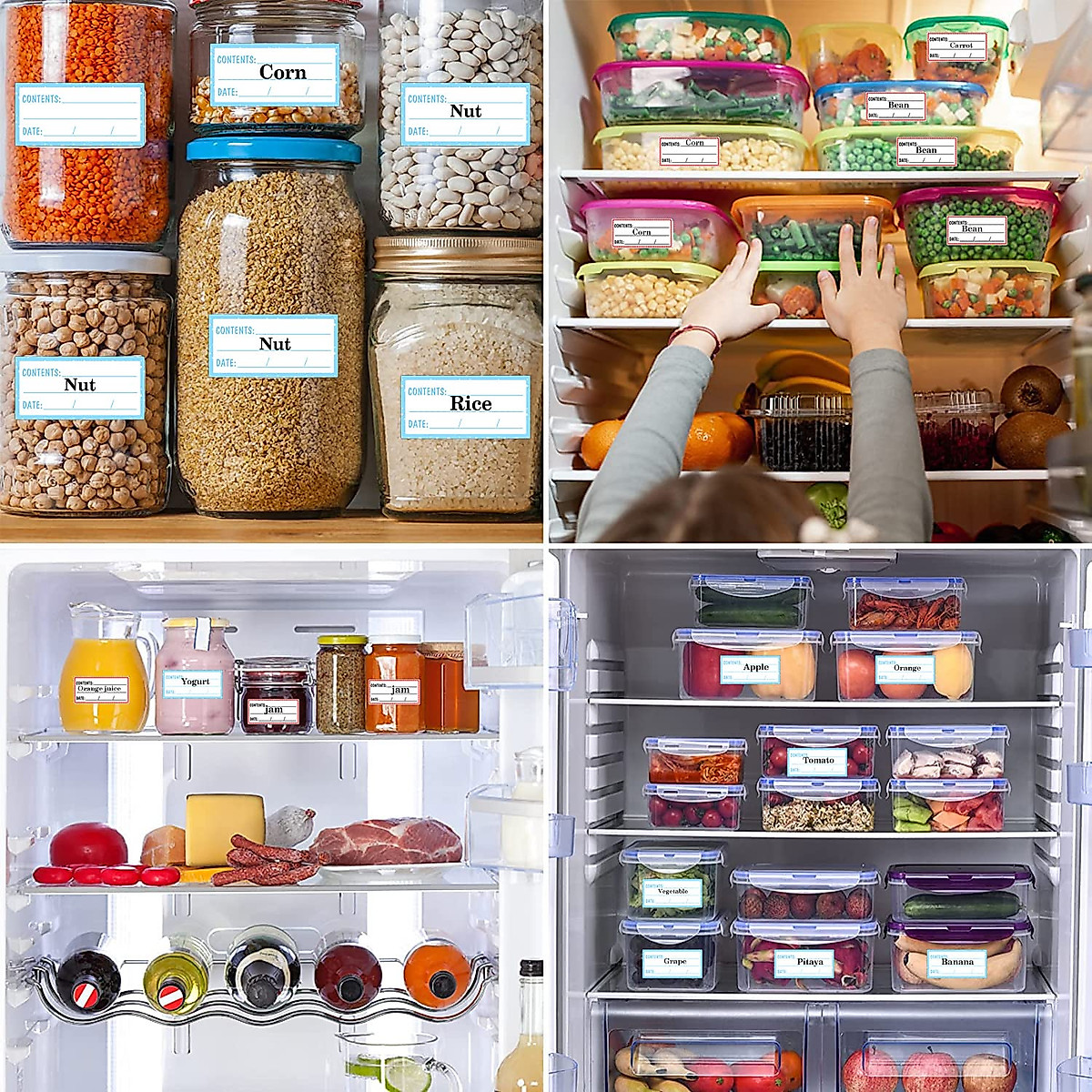 Removable Freezer Food Labels - 250 PCS Storage Stickers