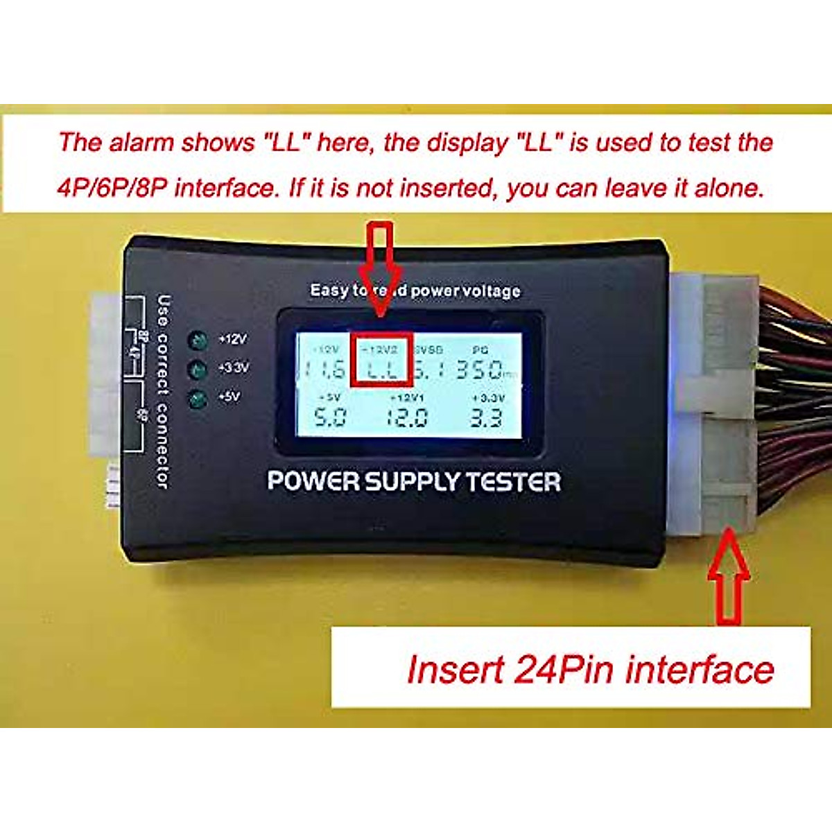 LinsyRC 20/24 Pin ATX Computer PC Power Supply Tester ATX BTX ITX SATA PCI-E HDD BYI Connectors LCD Screen Display