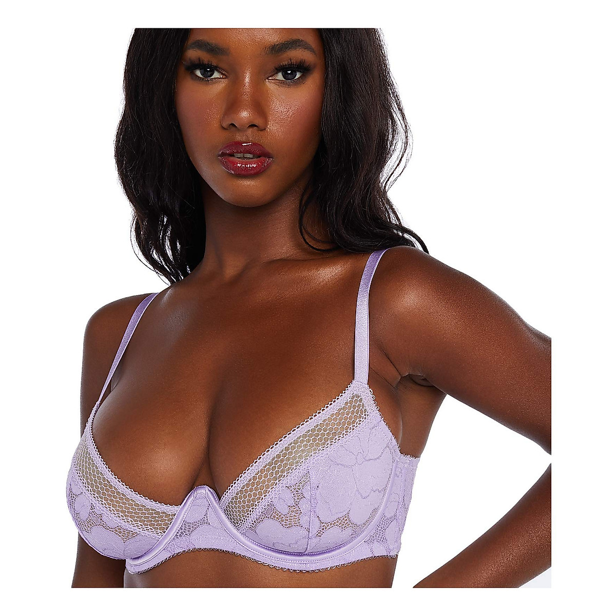 Savage X Fenty, Women's, Missy Floral Glow Unlined Lace Bra, Purple Stone Lavender, 36C