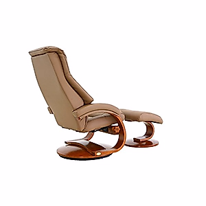 Mac Motion Chairs Collection by Mac Motion Mandal Top Grain Leather Oslo Recliner and Ottoman, Sand (tan)