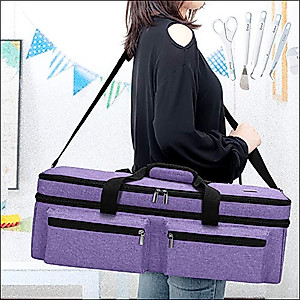 LUXJA Double-layer Bag Compatible with Cricut Explore Air (Air2) and Maker, Carrying Bag Compatible with Cricut Die-Cut Machine and Supplies (Bag Only, Patent Design), Purple