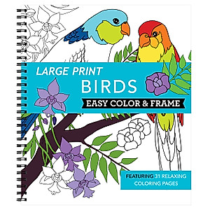 Large Print Easy Color & Frame - Birds (Stress Free Coloring Book)