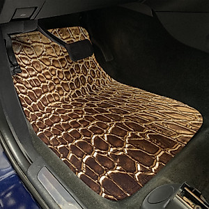 Lunarable Animal Print Car Mat Set of 4, Tint Vivid Crocodile Skin Nature Life Toughness High-End Design Art, Front & Back Seat Floor Mat Durable PVC Backing Car Accesory, Brown Pale Brown