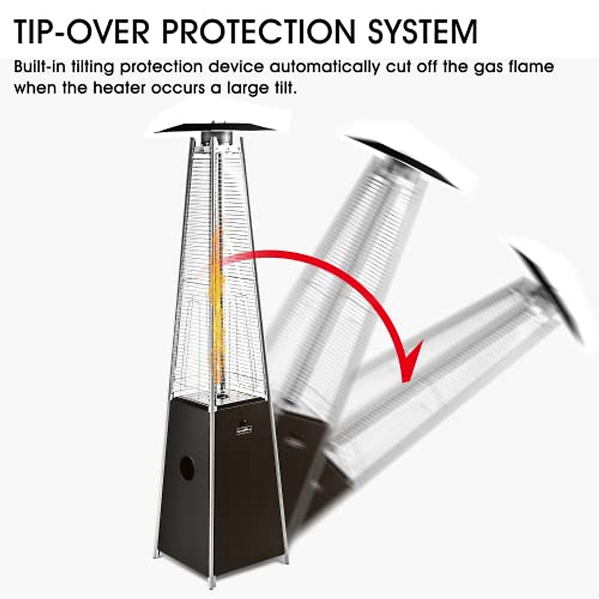 Legacy Heating Pyramid Patio Heater, 40000BTU Outdoor Patio Heater, Quartz Glass Tube Propane Heaters for Patio with Wheels, Triple Protection System, for Patio Backyard Garden Pool, Mocha