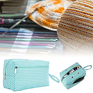 Yarn Storage Bag 29x12x17cm Large Yarn Organizer Tote Bag with Zipper Closure and Pocket for Knitting Needles Crochet Hooks (L)