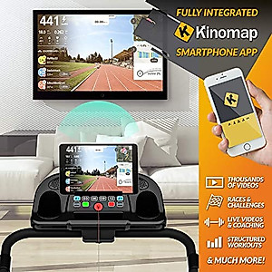 Bluefin Fitness KICK 2.0 Innovative High-Speed Folding Treadmill | Kinomap | Live Video Streaming | Video Coaching & Training | Quiet | 12 Km/h + 18% Incline | Joint Protection Tech | HRC Sensors