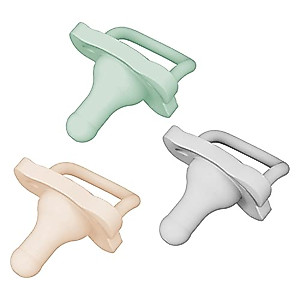 Dr. Brown's HappyPaci 100% Silicone Baby Pacifier, Contoured One-Piece Design, Cool Gray, Green, Ecru, 0-6m, BPA-Free, 3 Pack