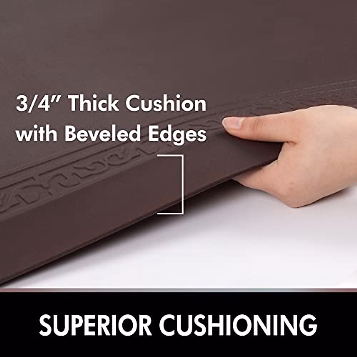 Anti Fatigue Kitchen Mats for Floor, Standing Desk Mat, Cushioned Comfort Mat for Home, Office, Laundry,Pain Relief, Non Slip Bottom, Waterproof & Easy to Clean, 24"x72", Brown