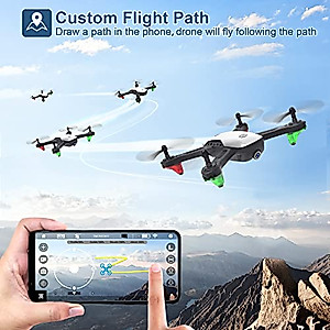SANROCK U52 Drone with 1080P HD Camera for Adults Kids, WiFi Live Video FPV Drones RC Quadcopters for Beginners, Gesture Control, Gravity Sensor, Altitude Hold, 3D Flip, Custom Route, One Key Backward