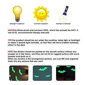 Halloween Bats Wall Decals Decorations Glow in The Dark, Fluorescence Wall Stickers for Halloween Party Kids Home Room Decals