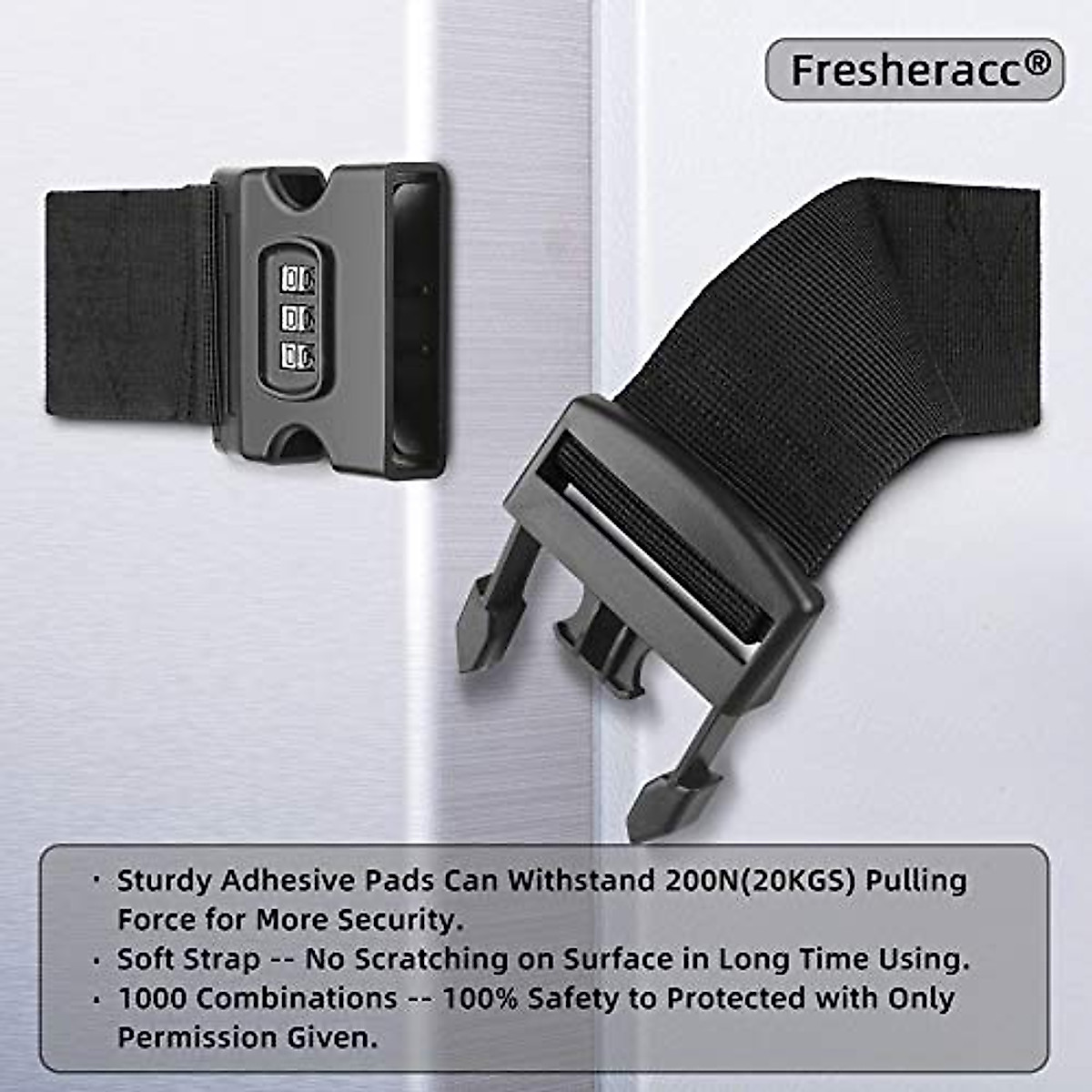 Child Baby Safety Strap Lock Latch for Fridge Refrigerator Freezer Cabinet Drawer RV Oven, (2 Packs) 1000 Combination Reusable Toddler Kids Proof Door Safe Locks Easy to Install No Damage (Black)