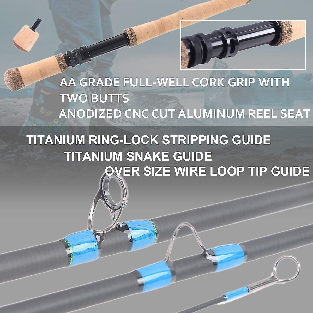 M MAXIMUMCATCH Maxcatch Two-Handed Switch Fly Rod Carbon 4-Piece Switch Rod Fly Fishing (11'6'' 9 wt 4 sec)