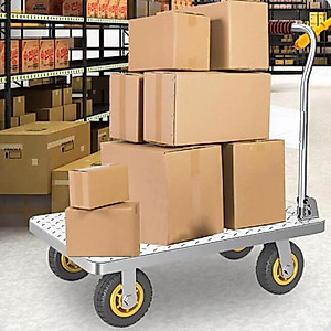 Coolpleasant Platform Trolley,Heavy Duty Folding Trolley with 360° Swivel Wheels and Foldable Ergonomic Handle for Home Office Shop Easy Transportation and Warehouse(Size:60x40cm)